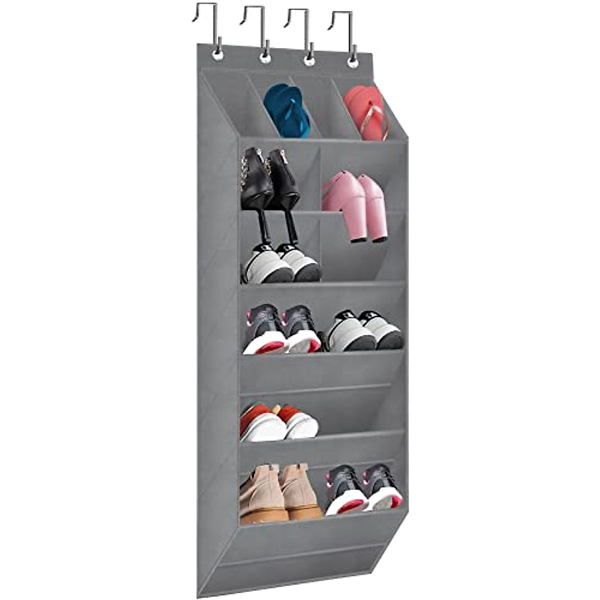 TIOYOTY Over The Door Shoe Organizer and 4 Pack Over The Door Hooks