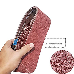 Sackorange 20 PCS 3 inch x 21 inch Abrasive Sanding Belts - 5 Each of 40 80 120 240 Grit Aluminum Oxide Sanding Belts For Belt sander (3 x 21 inch)