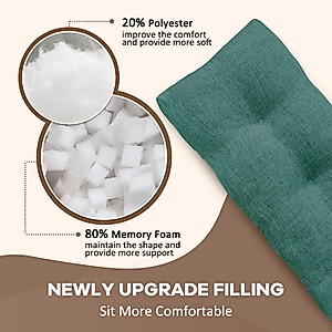 downluxe Indoor Bench Cushion for Indoor Furniture, Non-Slip Tufted Overstuffed Textured Memory Foam Bench Seat Cushion, 36" X 14" X 4", Green, 1 Pack