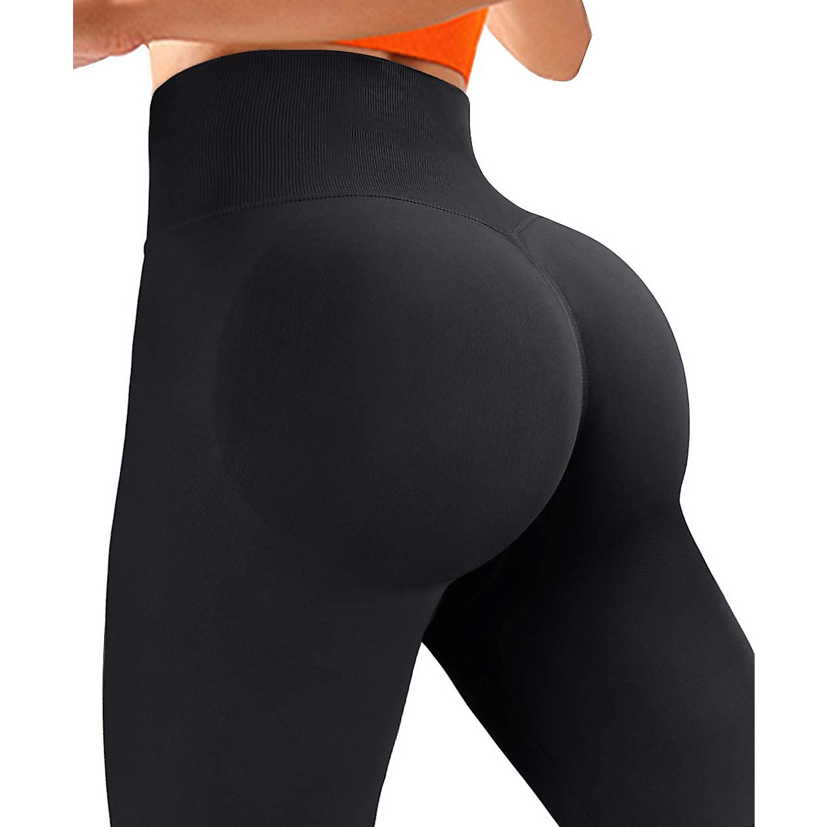 RXRXCOCO Womens Seamless Butt Lifting Leggings High Waisted Yoga Pants Tummy Control Workout Leggings Compression Tights Black Medium