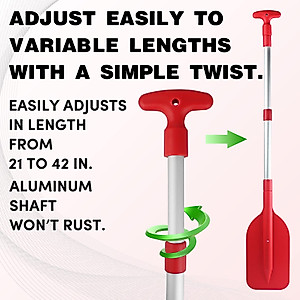 WTMORE Telescoping Boat Paddle Collapsible Oar for Boat 21'' - 42'', Collapsible Paddle for Boat Kayaking Rafting Jet Ski Canoe Outdoor Kayak Water Sports and Safety Boat Accessories 2 Pack, Red