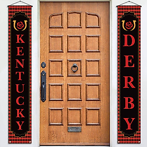 Kentucky Derby Porch Banner Welcome Run for The Roses Churchill Downs Horse Racing Party Front Door Sign Decoration Supply