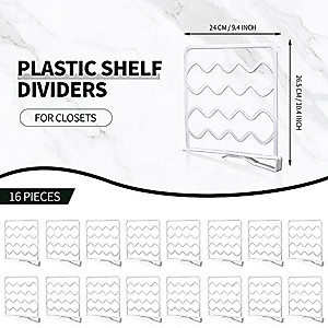 Jetec 16 Pieces Plastic Shelf Dividers Closet Divider Shelf Separator Adjustable for Closets Wardrobes Cabinets Bookshelves Organization and Storage, White