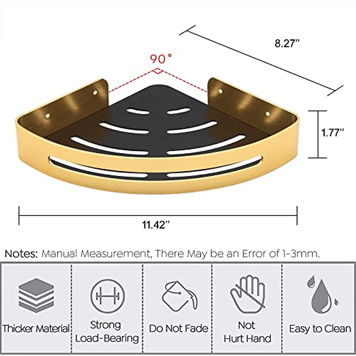Lovelyduo 2-Pack Shower Corner Shelf Bathroom Corner Shower Caddy Organizer for Kitchen Toilet No Drilling Bathroom Corner Shelves Shower Caddies