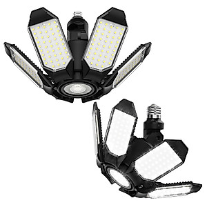 Adiding LED Garage Light, 2 Pack Total 24000Lm Screw in Rotatable LED Shop Light for Barn Ceiling, Shed Angled Roof 6500K Bright Basement Lamp Fit for E26 Bulb Socket for Workshop, Attic, Utility
