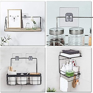 Ibuz.in Bathroom Shelf Adhesive Hooks Sticker Strong Hooks for Shower Caddy Basket Double Claw Wall Hooks Sticker for Kitchen Bathroom (7 x 7 cm) Pack of 8Pcs (8, Gold)