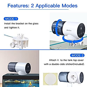 CHERLAM Automatic Fish Feeder Dispenser, 0.05Gal Adjustable Timer for Aquarium Fish & Turtle Tank, Auto Feeding on Vacation, Holidays