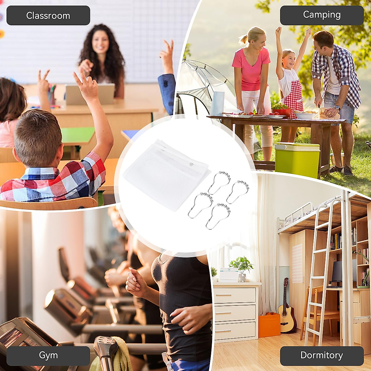 Gsycle 2PCS Shower Caddy, Mesh Shower Organizer Hanging Bathroom Storage Organizer Toy Organizer with 6 Pockets for Bathroom Bedroom(White)