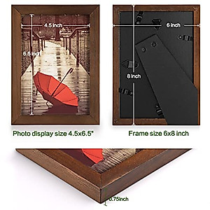 Emfogo 5x7 Picture Frame, Pack of 2 Rustic Picture Frames 5x7 with Real Glass, Solid Wood 5x7 Photo Frame for Table Top Display or Wall Mounted (Vintage Walnut)