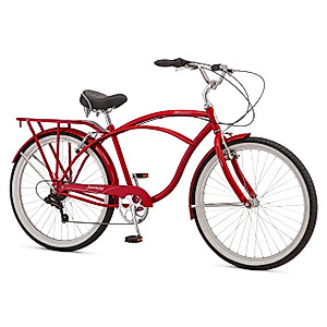 Schwinn Sanctuary 7 Comfort Beach Cruiser Bike for Adult Women Men, 7-Speed Drivetrain in Retro-Styled 18-Inch Steel Step-Over Frame, 26-Inch Wheels, with Front & Rear Fenders, Rear Cargo Rack