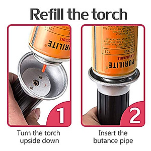 Gibot Butane Torch,Kitchen Torch Cooking Torch Creme Brulee Torch, Refillable Adjustable Flame Lighter with Safety Lock for DIY, Creme, Brulee, BBQ and Baking(Butane Gas Not Included)…