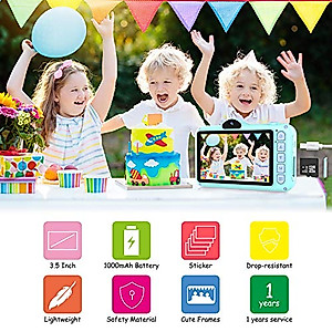 Coolwill Kids Camera for Girls & Boys, 12MP 1080P FHD Digital Camera with 3.5 inch Large Screen & 8X Digital Zoom, Children's Birthday Gifts, Kids Selfie Camera Come with 32G TF Card