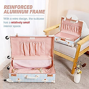 urecity Cute Suitcase Set for Teen Girls Kawaii, Lightweight and Durable Aesthetic Luggage Set 2 Piece, Tote Case Included (Blue Plaid, 26"+12")