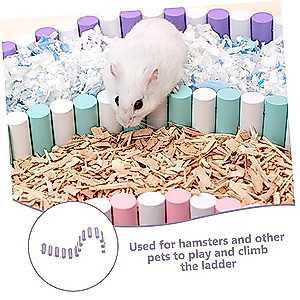 FUOYLOO Hamster Climbing Ladder Pet Toys Chew Toys Chinchilla Chew Toys Wood Rat Ladder Small Animal Climbing Toys Ladder Bridge Hanging Hamster Swing Hamster Accessory Blue Parrot