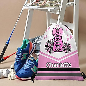 Pink Cheer Cheerleaders Drawstring Bag Gym String Bag Sackpack Backpack for Women Men