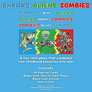 TheGag Sharks Aliens Zombies: Fun Card Game for Kids Played Like Rock Paper Scissors War for Family Game Night Gift Giving Stocking Stuffer