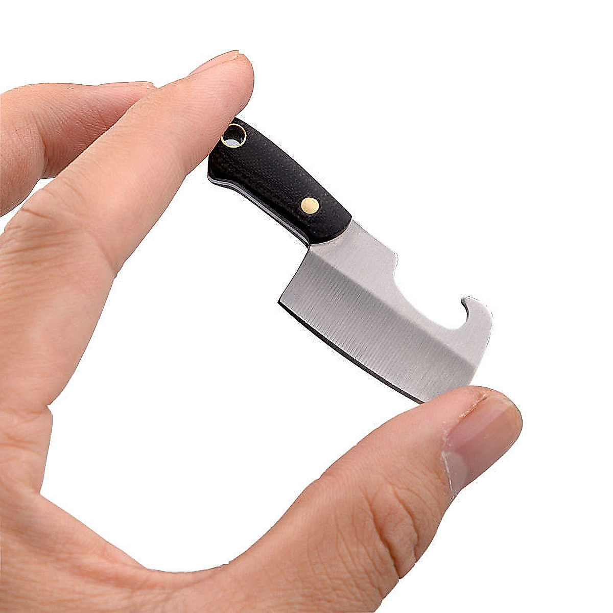 Woonsoon Multi-function Bottle Opener Mini Pocket Knife with Case, Portable Handmade Men's Novelty Keychain Outdoor Utility Camping Rescue Tools,Pack of 2