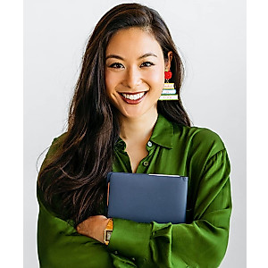 Teacher Earrings Beaded Dangle Earrings for Women Funny Teacher Apple Drop Earrings Teacher Appreciation Gift Back To School Jewelry (Book)