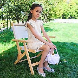 Boho Lace Flower Girl Dress,Toddler Girls Flutter Sleeve Fall Elegant Formal Tutu Pom Dresses for Wedding Guest Baby Girl Christening Easter Birthday Outfit 2t Cream