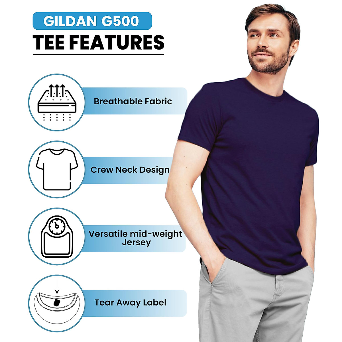 Gildan Men's Heavy Cotton Short Sleeve T-Shirt, Style G500, Multipack of 1|2|4|6|10, Make Your Own Customized Set! SETOF-10-L Multicolor