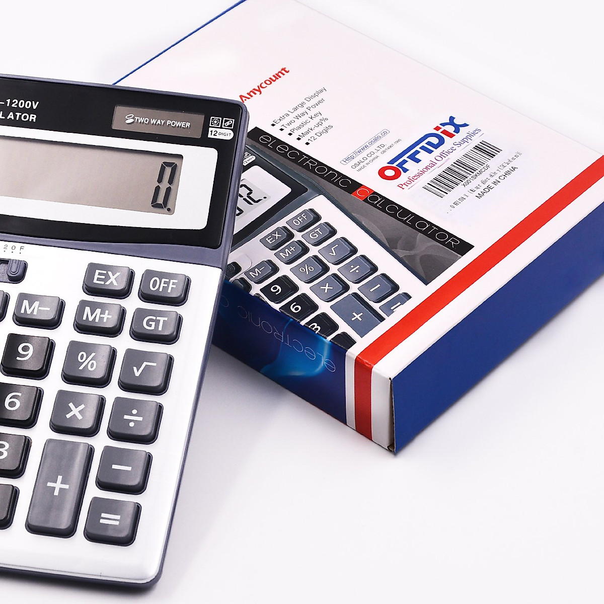 OFFIDIX Large Key Calculators Office Desktop Calculator, Dual Power Electronic Calculator Portable 12 Digit Large LCD Display Calculator Desk Calculator for Handheld for Daily and Basic Office