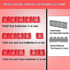 Crivnhar 5 Pack Battery Holder for Milwaukee M18 18V Battery Mounts Dock Holder Fit for M18 48-11-1815 48-11-1828 48-11-1850 48-11-1860 (w/10 Screws, No Battery)