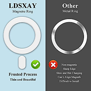 LDSXAY Universal MagSafe Ring, 2 PCS Magnet Sticker Magnetic Adapter Ring Compatible with Magsafe Accessories & Wireless Charging for iPhone 14/13/12/11 Pro Max Mini, Galaxy S22/S21 (White Pink)