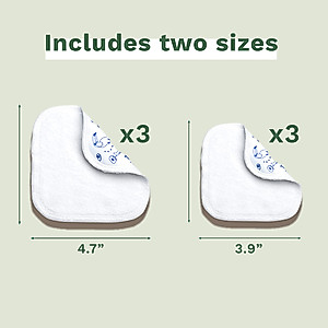 Mustela Reusable & Washable Baby Eco-Wipes - 100% Organic GOTS Certified Cotton Pads for Quick Cleanups or Makeup Removal - 6 counts (3 Large & 3 Small)