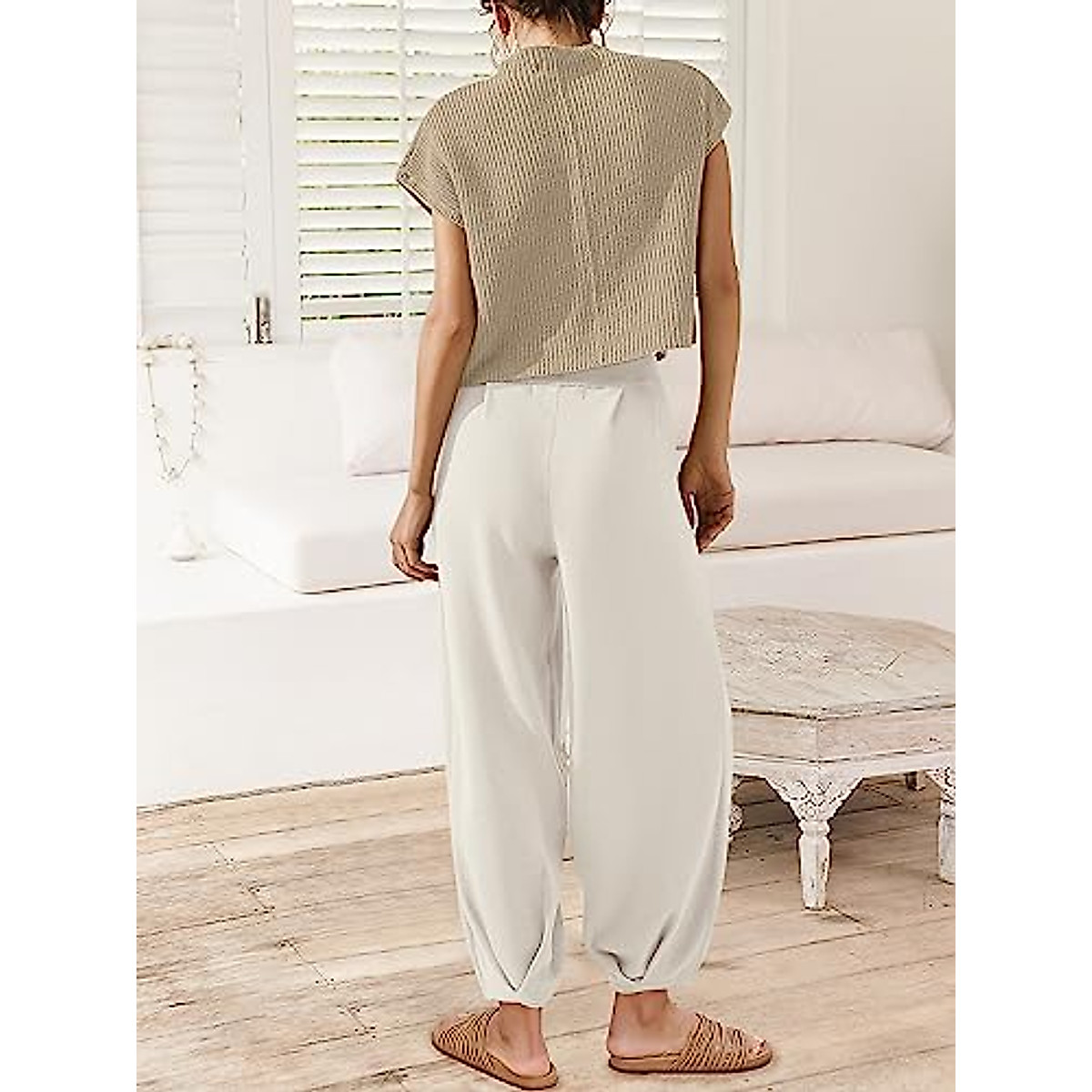 Caracilia Womens Two 2 Piece Outfits Lounge Sets 2023 Casual Fall Summer Fashion Matching Sweater Set Classy Comfy Sweatsuit Casual Cozy Knit Loungewear Set Airport Clothes ClothingC95A3qiankaqi-S