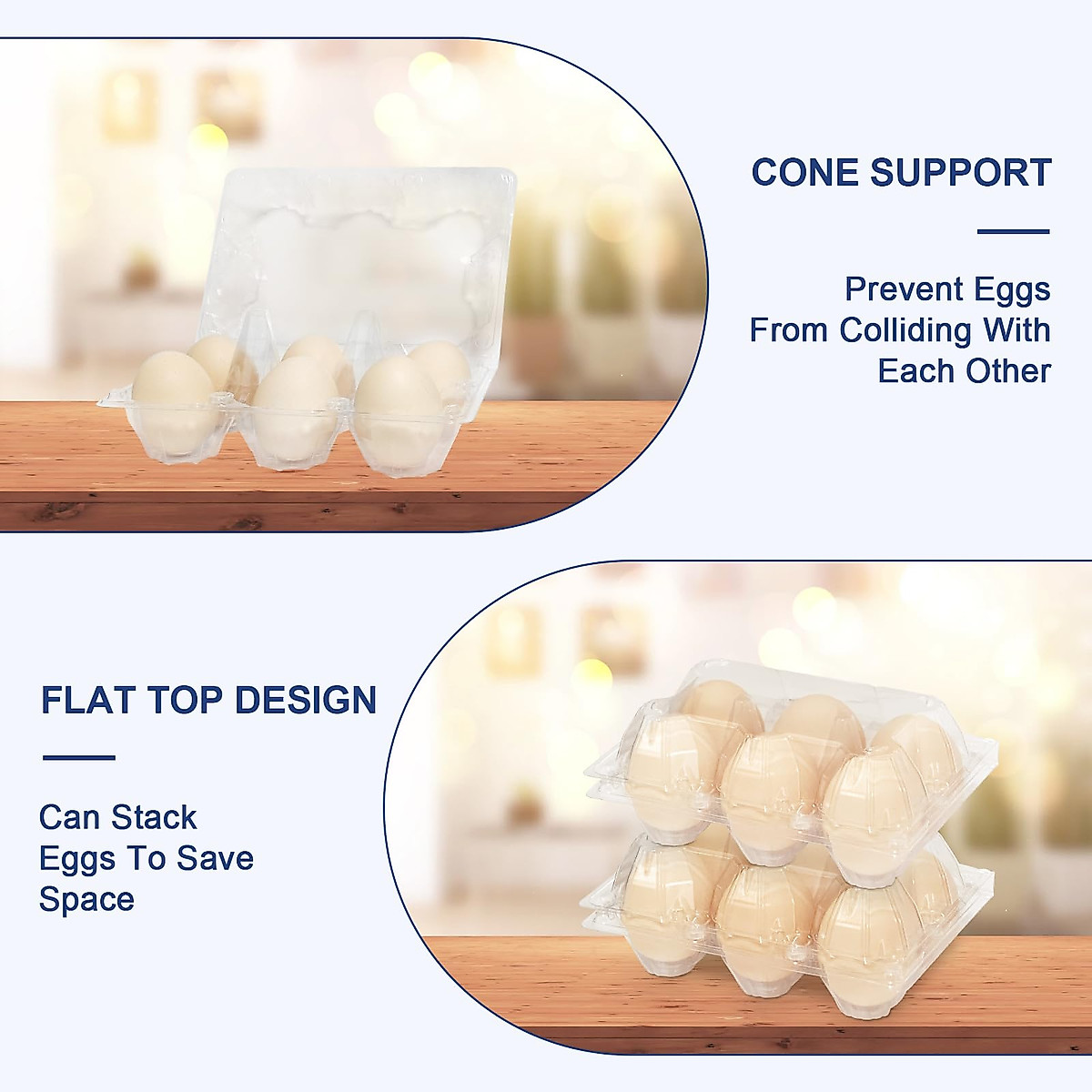 Pintuson Large 120 Pack Jumbo Egg Carton 6 Count - Duck Egg Carton Bulk - Exact Large Half Dozen Egg Cartons