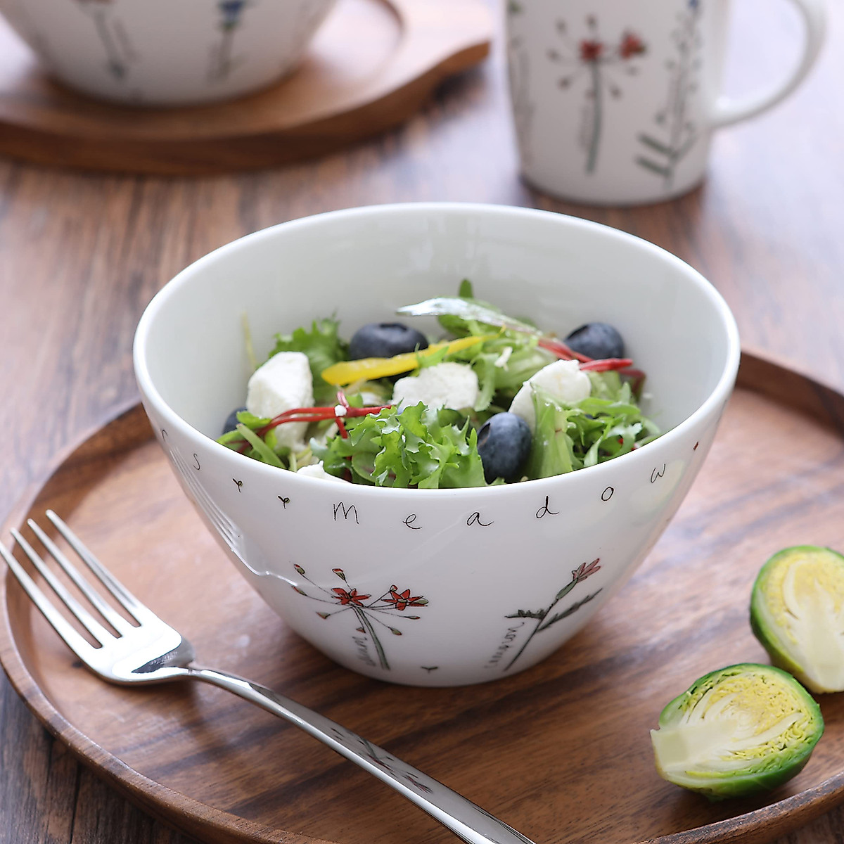 RACHEL BARKER Meadow Flower Porcelain AP Bowls 25oz Set of 4