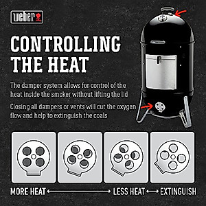 Weber 22-inch Smokey Mountain Cooker, Charcoal Smoker,Black