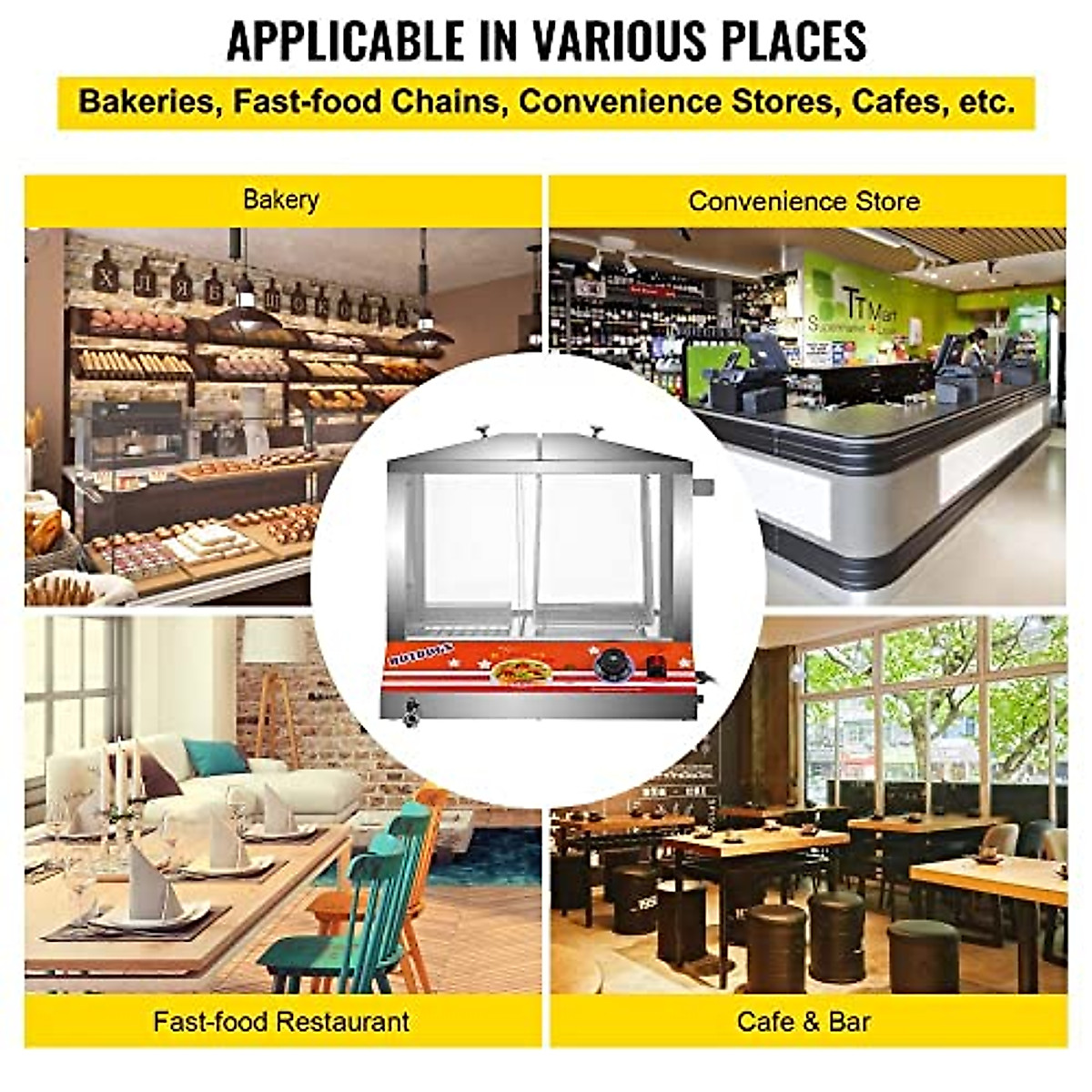 Hot Dog Steamer - 36L Top Load Electric Bun Warmer Cooker