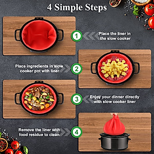 Silicone Slow Cooker Liners Bags-Compatible with Crock Pot 6 QT, Easyjoy For Crock Pot Liners Reusable Divider Bags Fit For 6 Quart Oval & Round Slow Cookers, Leakproof Dishwasher Safe BPA Free, 1PCS