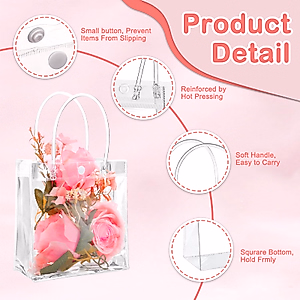 WDSHCR 50 Pcs Clear Gift Bags with Handles Plastic Gift Bags Transparent Reusable Tote Bags Candy Goodie Bags for Mother's Day Boutique Wedding Birthday Baby Shower Party (5.1 x 5.9 x 2.7 Inch)