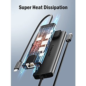 USB C Hub, Lemorele USB-C Hub (6-in-1) with 4K@60Hz HDMI, Gigabit Ethernet,100W Power Delivery, USB-C and 2 USB-A 5 Gbps Data Ports, USB c Adapter for MacBook Air, MacBook Pro, XPS, and More