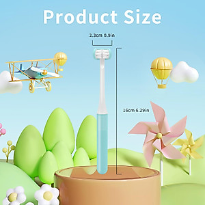 LEYUYO 3 Sided Toothbrush Kids, Soft Bristles Toddler Toothbrush, Boys Girls Toothbrush, Autism Training Toothbrush, 360° Oral Teeth Cleaning