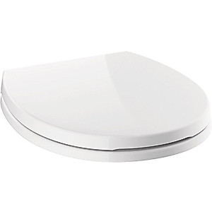 DELTA -FAUCET Morgan Round Front Slow-Close White Toilet Seat with Non-Slip Seat Bumpers, White 801903-WH