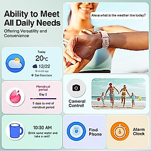 Quican Bluetooth Smart Watch for Men Women, iPhone Android Phone Compatible, Waterproof Fitness Tracker Smartwatch with Call and Text, Alexa Voice, Heart Rate, Blood Oxygen, Sleep Monitor 1.8 Inches