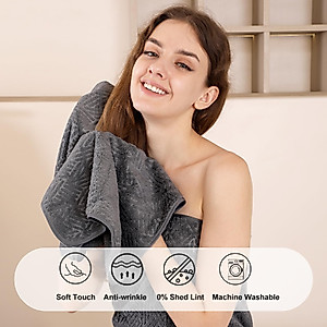 CHINO Bathroom Towel Set, Large Bath Towels Extra Large 35x70 Inch Bath Sheets Towels for Adults, Quick Dry Towel Soft Absorbent Oversized Towels Microfiber Shower Towels Hotel Spa (4 Pcs Dark Grey)