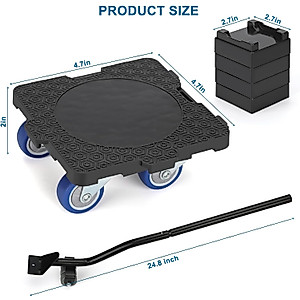 Insdawn Furniture Sliders,Furniture Dolly for Moving Dolly with 4 Wheels & Furniture Lifter, 1000Lbs Load Capacity, 360° Rotation Wheels for Moving Heavy Duty,6 Packs,Blue Rubber Wheels