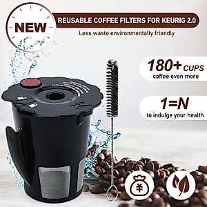 My K Cup Reusable Coffee Pods Filter Fit for Keurig 2.0 K200 K250 K300 K350 K400 K450 K460 K475 K500 K550 K560 K575 Brewers Pack of 2 119367 with Cleaning Brush SIZE:2.5 * 2.4