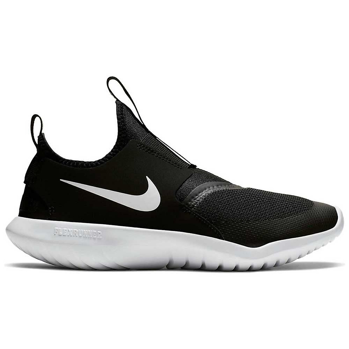 Nike Flex Runner (Big Kid) Black/White 6 Big Kid M