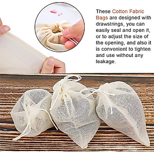 Cotton Drawstring Bags 100 Pieces, 3.94x3.15 Inches Unbleached Fabric Cloth Muslin Reusable Cotton Cheese Nut Milk Bags Tea Bags Spice Bags Muslin Bags with Drawstring for Spice, Tea, Coffee