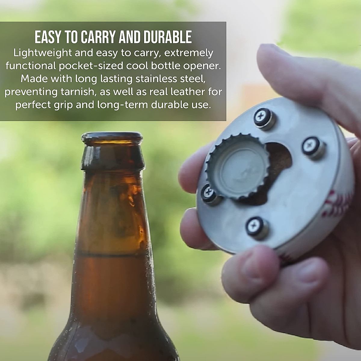 Buffalo BottleCraft Boston Bottle Opener, Made from a real Baseball, The BaseballOpener, Cap Catcher, Fridge Magnet