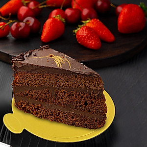 Spec101 Mini Round Cake Boards Bulk 100pk - 3.5 Inch Cake Drum Round Gold Cardboard Base Plates for Individual Serving