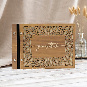 Wooden Wedding Guest Book | Beautiful Wedding Guestbook, Baby Shower, Wedding Favors for Guests | Rustic Wedding Planner & Registry, Wedding Decorations for Reception | Photo Book for Polaroid