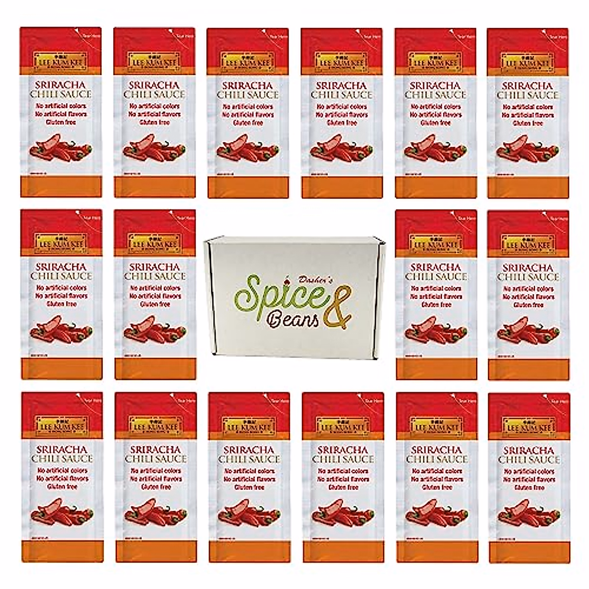 Lee Kum Kee Sriracha Chili Sauce 8 mL Packets | Hot Sauce, Gluten Free, No Artificial Colors Or Flavors - Pack of 40