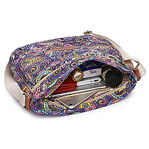 Malirona Canvas Crossbody Bags for Women Travel Messenger Purse Shoulder Bag Satchel Floral Pattern (Purple Flower)