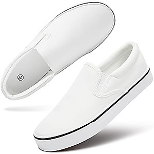 Women's Canvas Slip On Sneakers Fashion Flats Shoes White Canvas Shoes(White.US10)